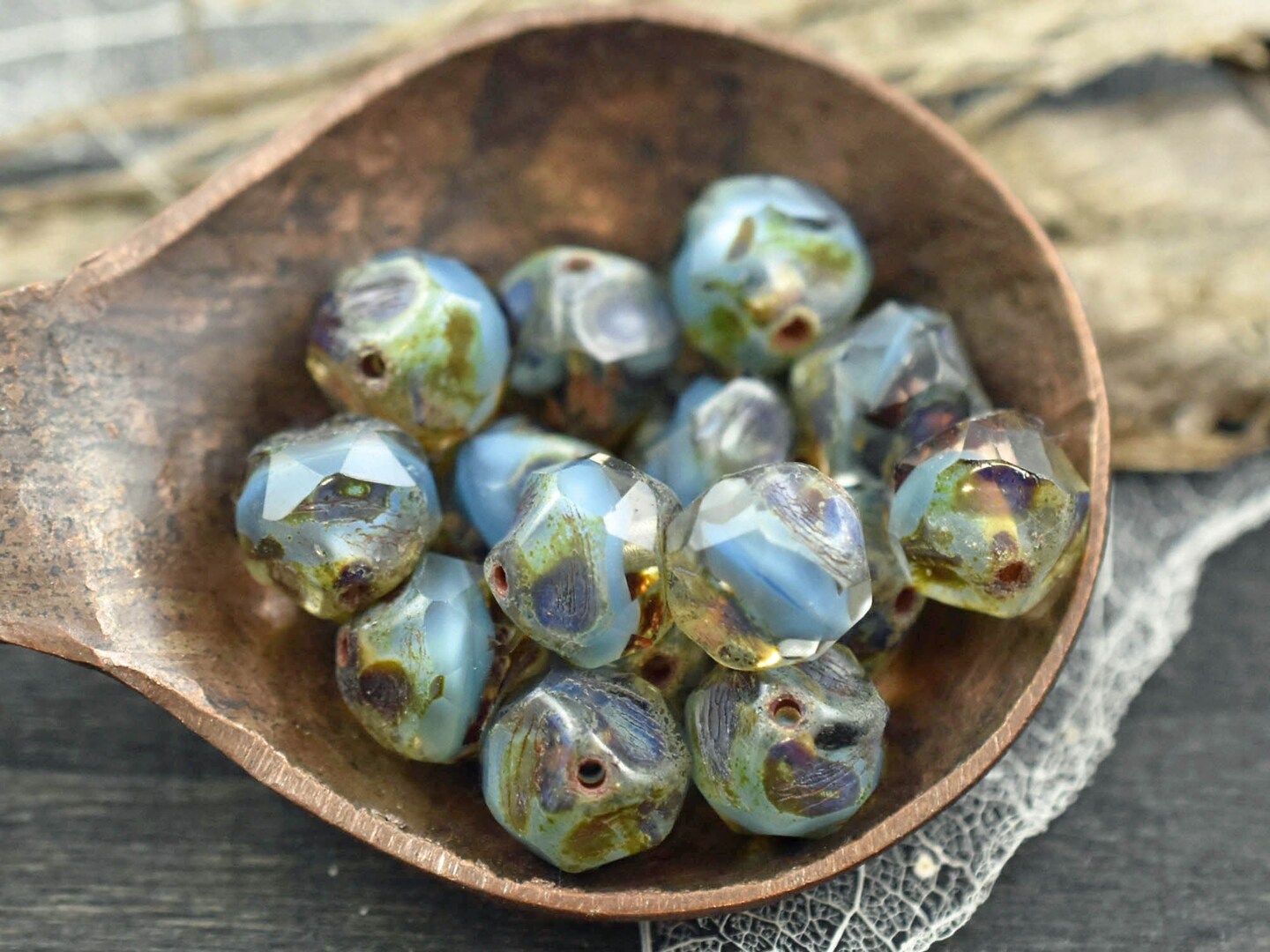 *15* 9mm Blue Silk Crystal Picasso Central Cut Round Beads | Michaels