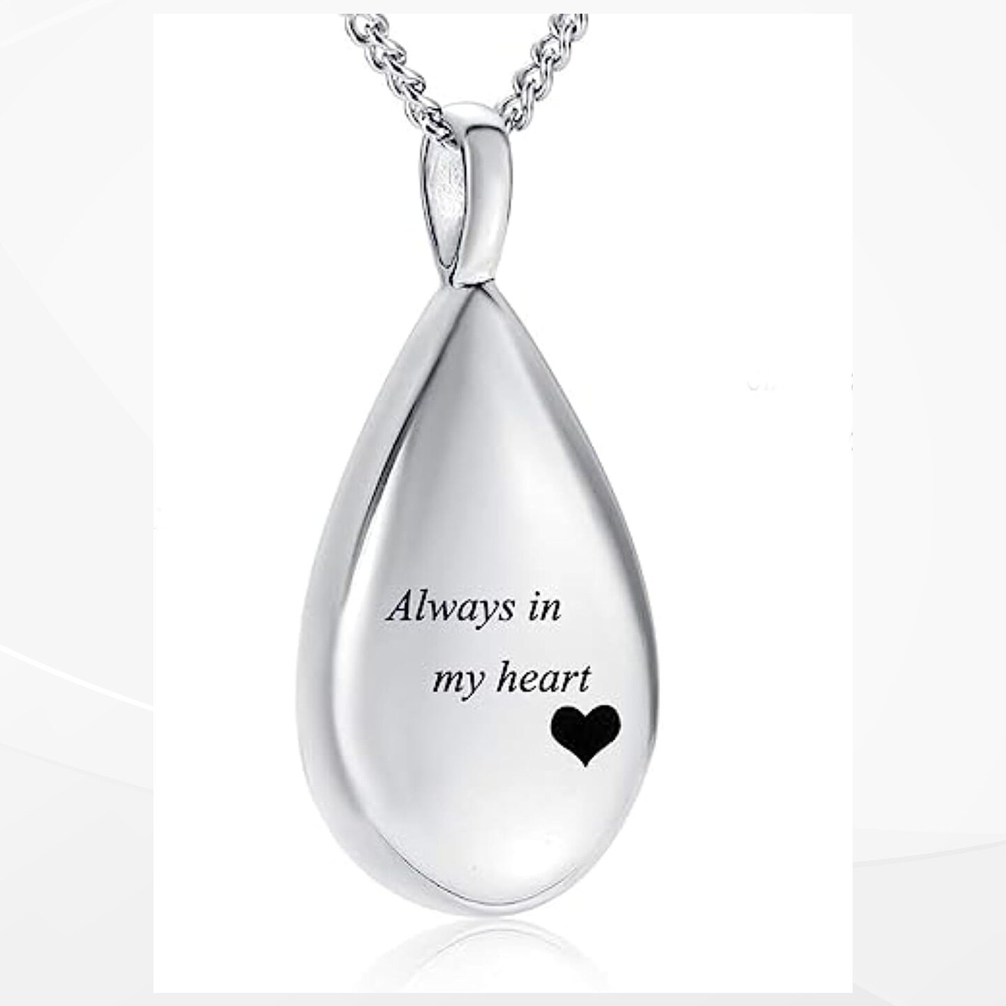 Stainless Steel Teardrop - Engraved: "Always In My Heart" CREMATION URN ...