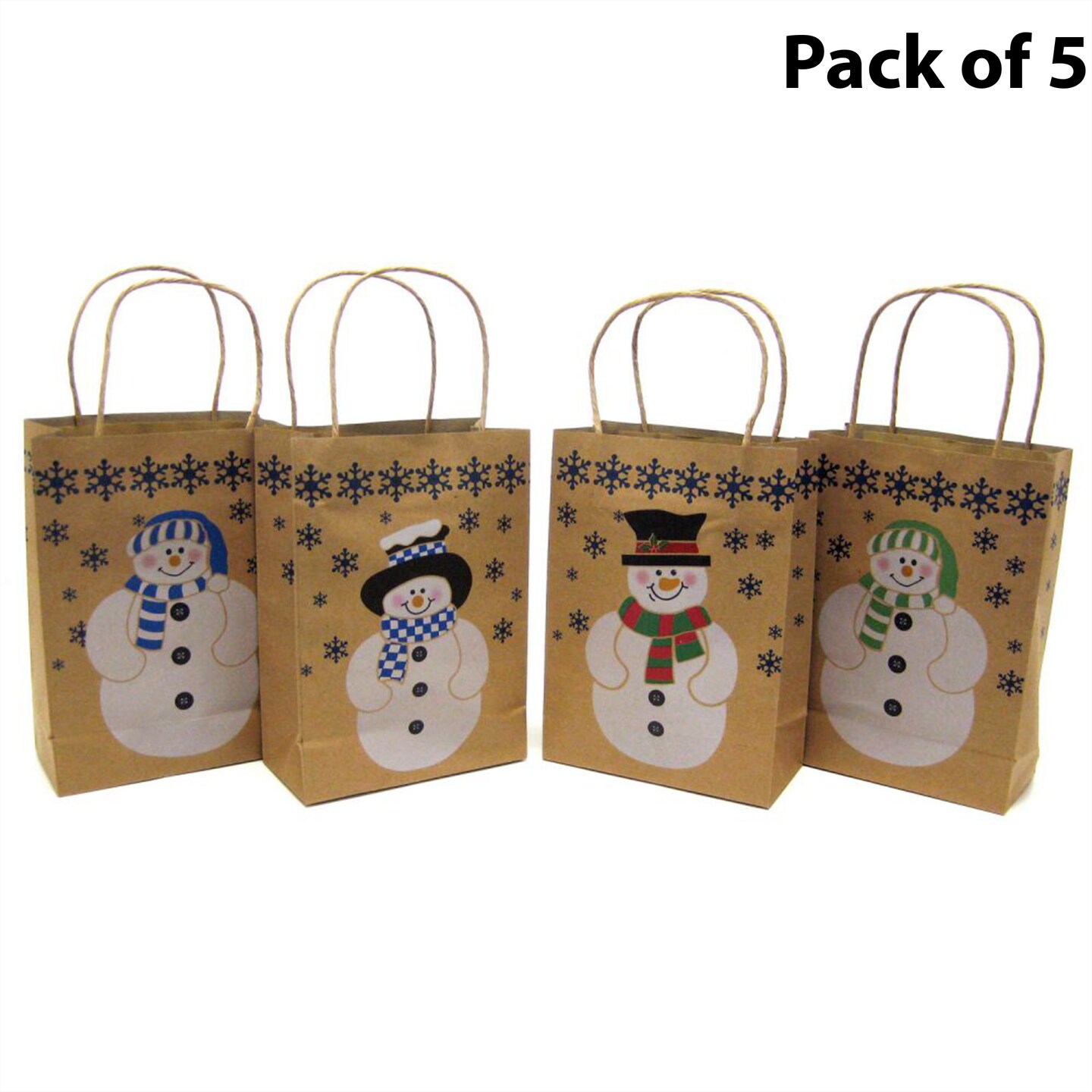 Paper Snowman Gift Bags 9 inches tall and 6 1/2 inches wide with handle ...