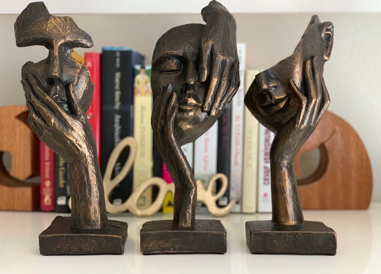 Creative Abstract Decor, Statue Face, Hand Statues, Sculptures Home ...