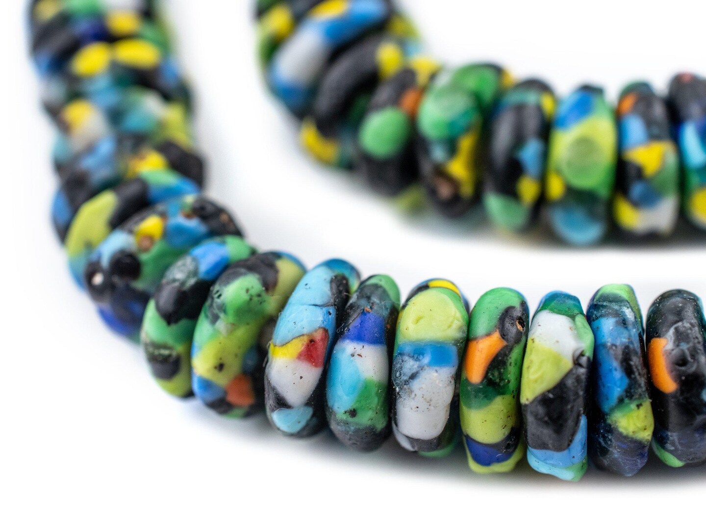 The Bead Chest Rainbow Medley Fused Rondelle Recycled Glass Beads ...