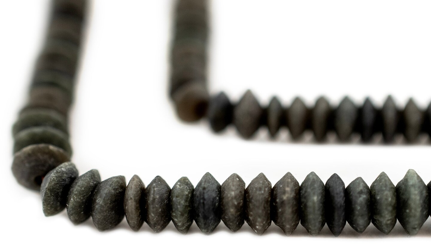 TheBeadChest Extra Dark Green Serpentine Saucer Beads 7mm Afghanistan ...