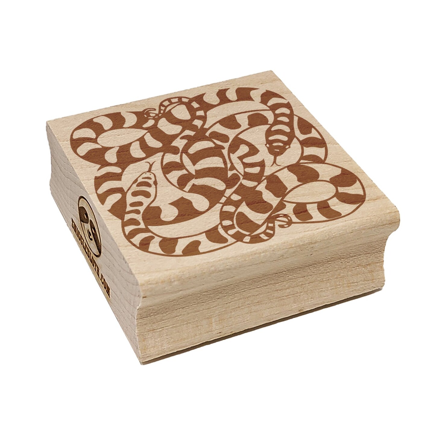 Two Coiled Snakes Striped Serpents Square Rubber Stamp for Stamping ...