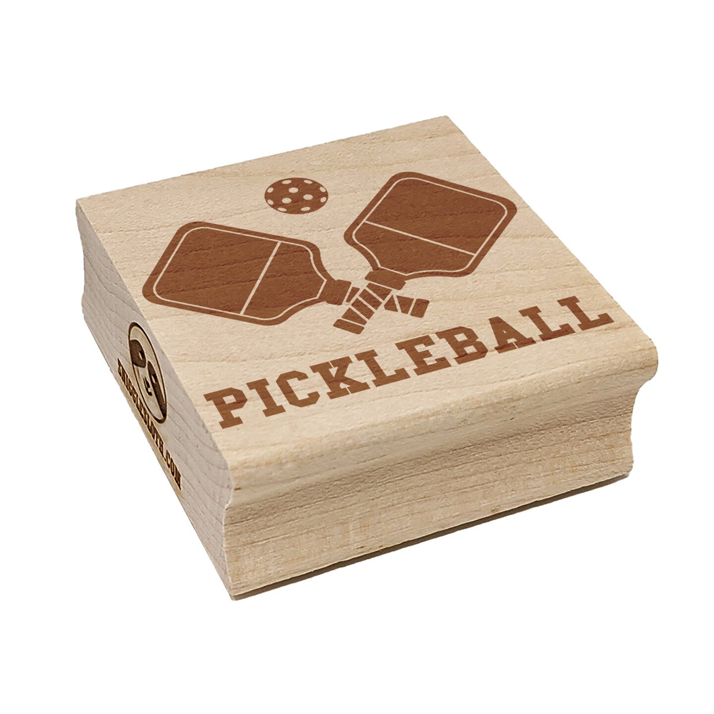 Pickleball with Ball and Paddles Sport Square Rubber Stamp for Stamping ...