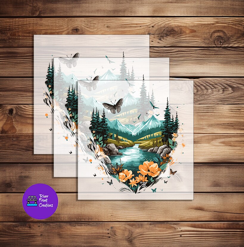 DTF, Spring, Nature scene, Colorful DTF, Direct To Film Transfer, Iron ...