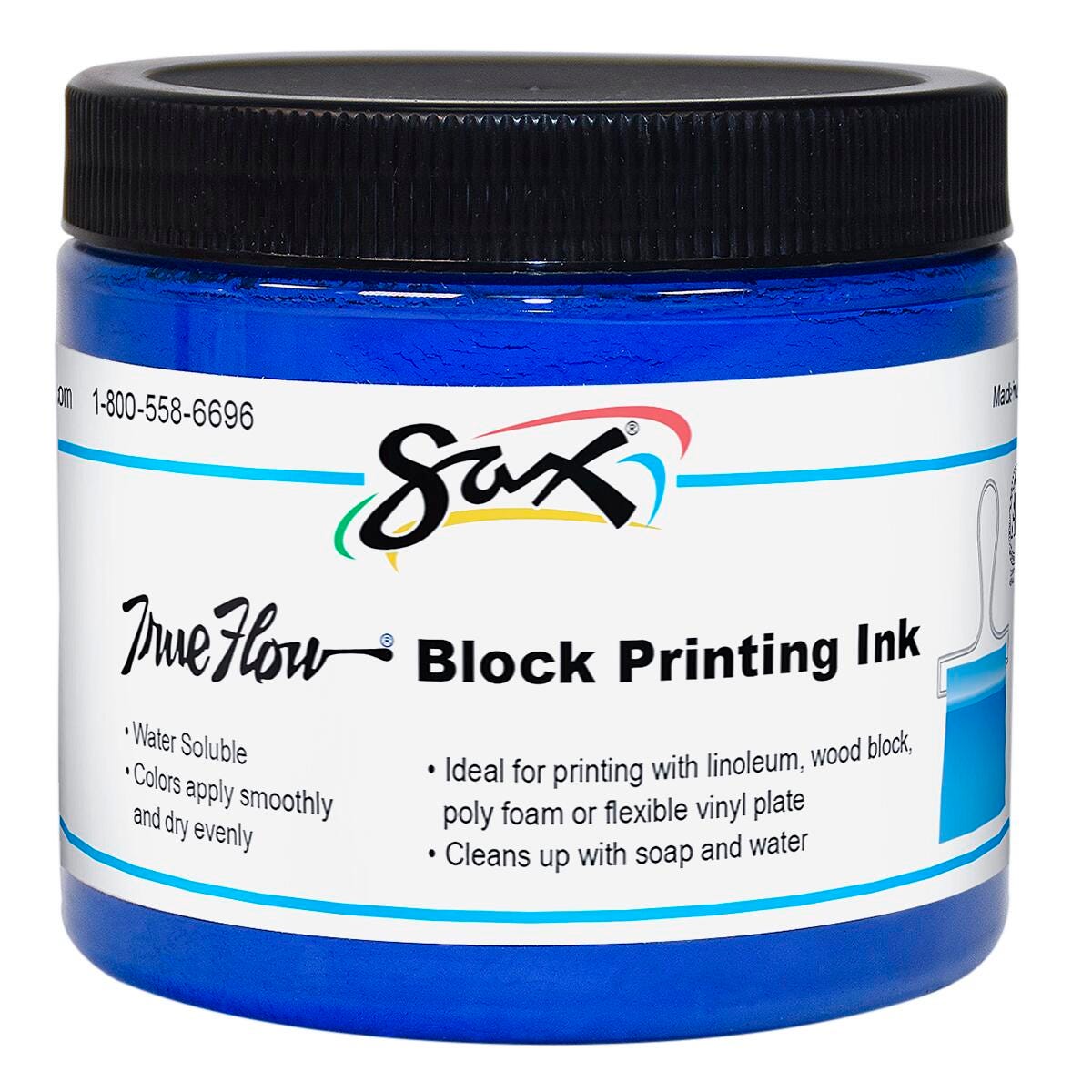 Sax Water Soluble Block Printing Ink, 1 Pint Jar, Primary Blue | Michaels
