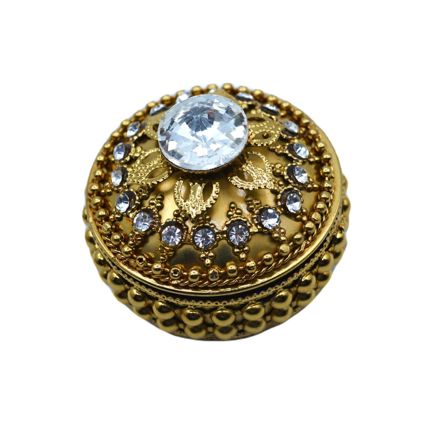 Golden Metallic Kumkum Holder Decorative Box Sindoor Dabbi Designer ...