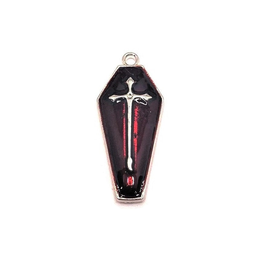 4, 20 or 50 Pieces: Red and Silver Vampire Coffin Charms | Michaels