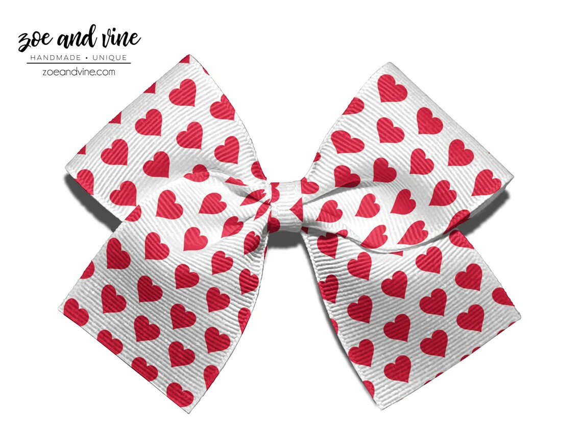 Heart Bow, Heart Headband, Valentine's Day Bow, Valentine's Cheer Bow ...