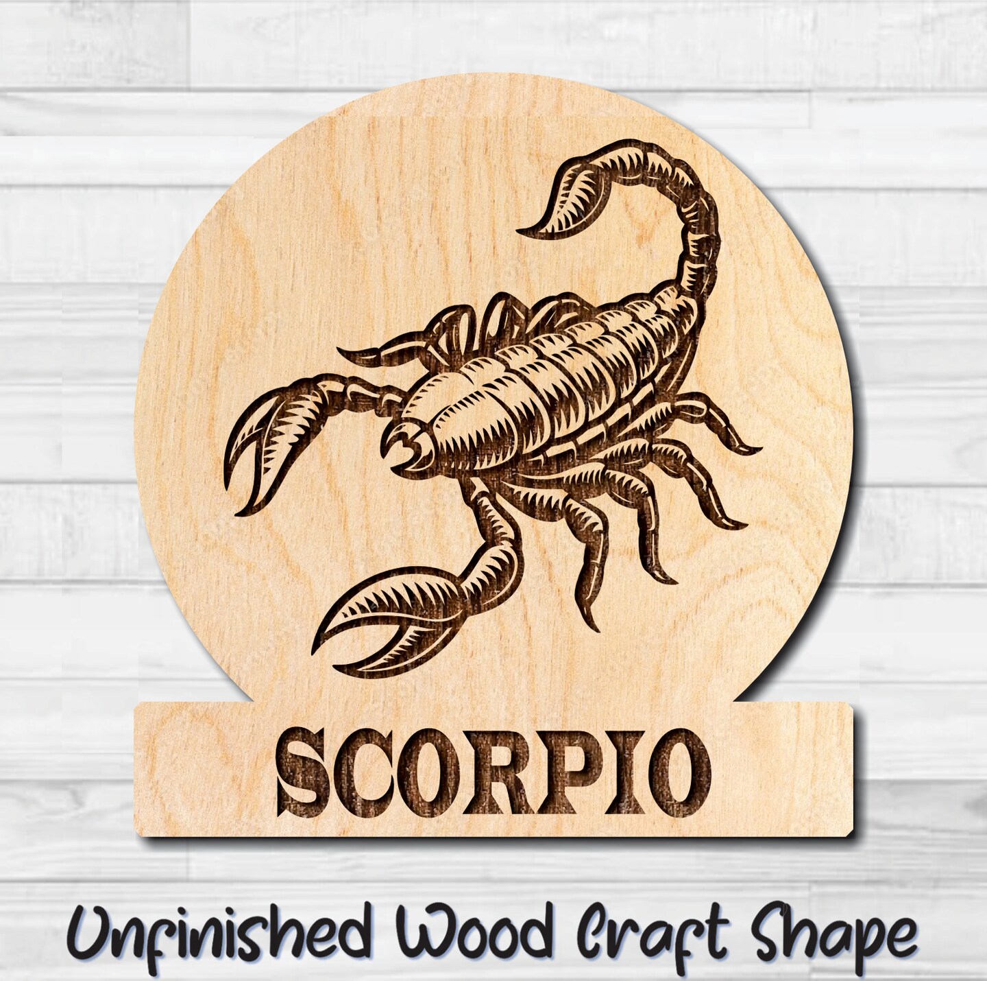 Scorpio Zodiac Sign Unfinished Wood Shape Blank Laser Engraved Cutout ...