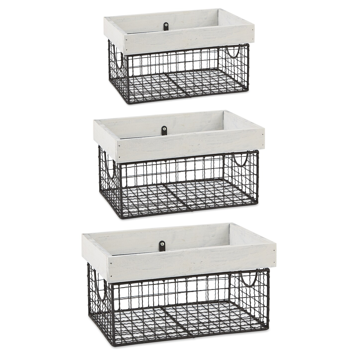 Contemporary Home Living Antique Farmhouse Wire Baskets - 36" - Black ...