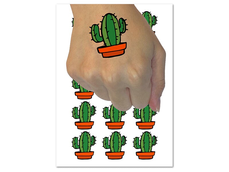 Hand Drawn Cactus Doodle Temporary Tattoo Water Resistant Fake Body Art ...