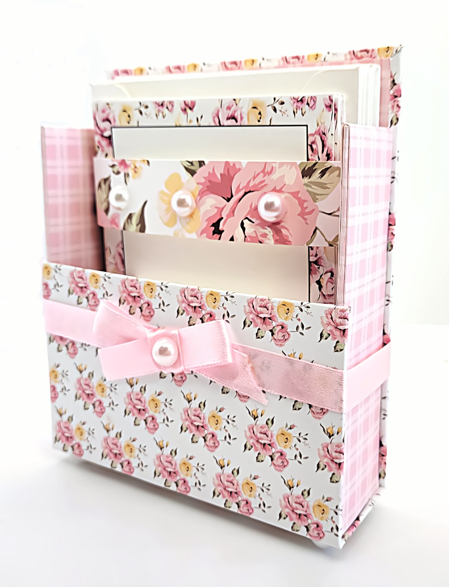 42 Pc Stationery T Box Set Reusable Desktop Organizer Box And Gold Pen Pink And Yellow