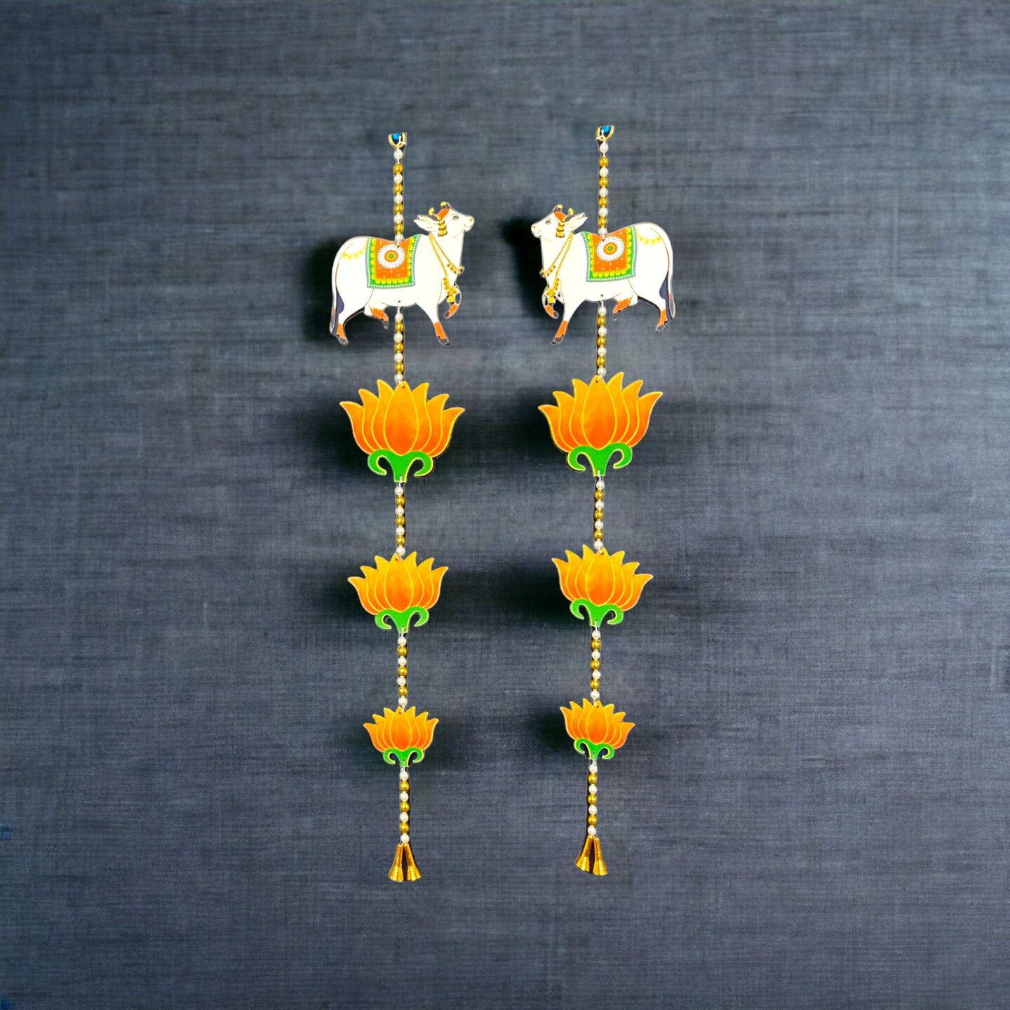 Lotus Cow Pair Hangings For Home Decor, Lotus Backdrop Hanging, Lotus ...