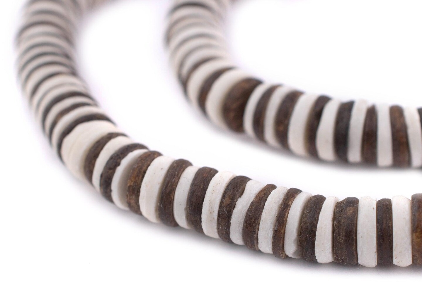 TheBeadChest Zebra-Style Coconut Bone Heishi Beads 10mm Kenya African ...