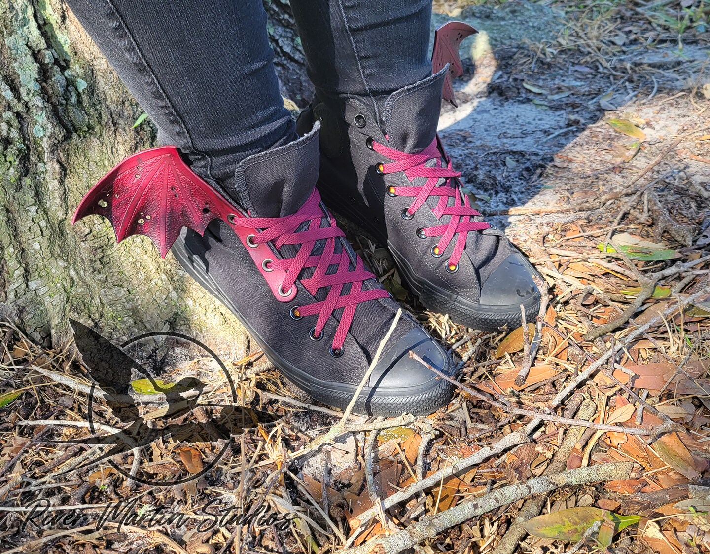 Handcrafted Leather Tattered Wings Shoe Accents. Adds a Touch of Gothic ...