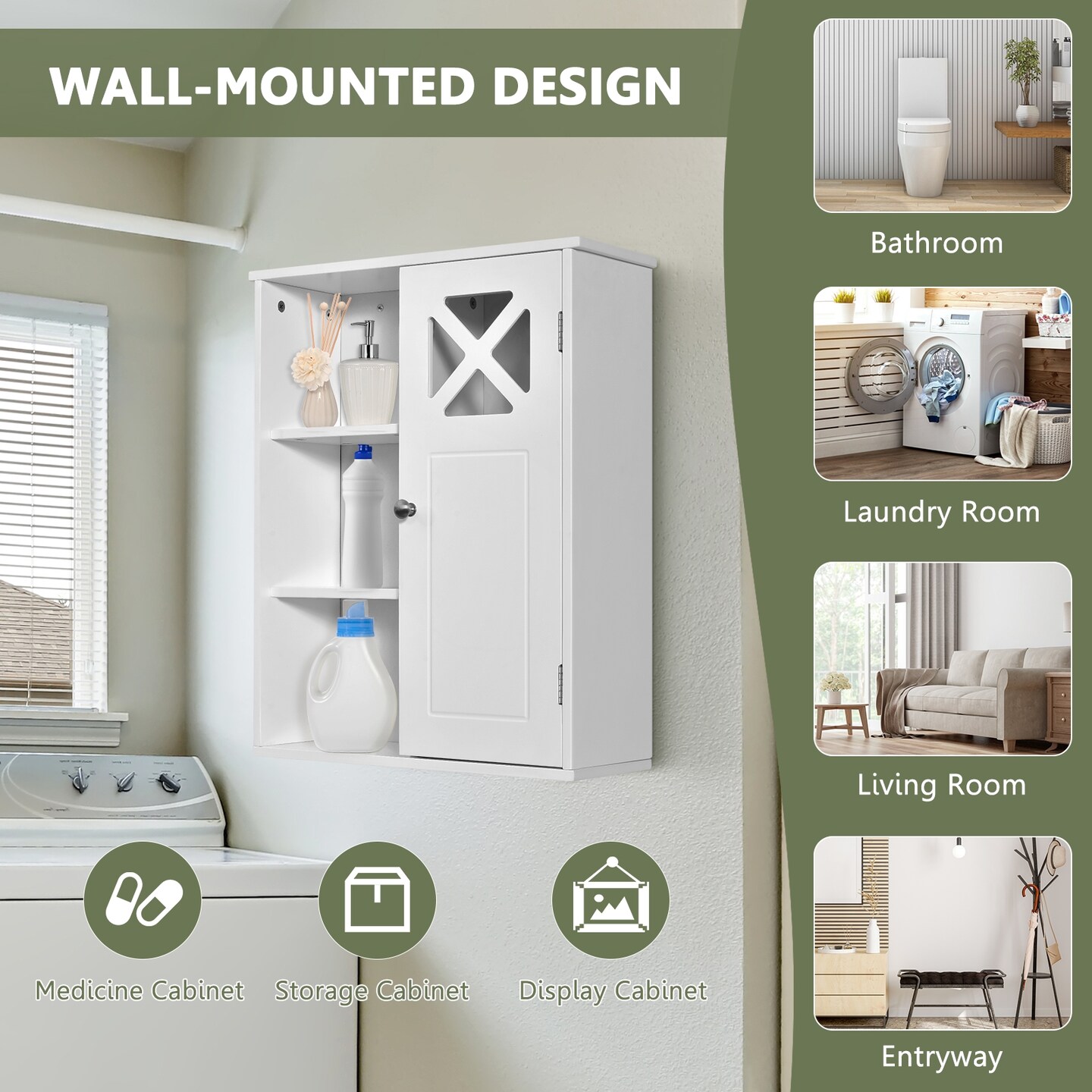2-Tier Multipurpose Wall-Mounted Cabinet Bathroom Storage | Michaels