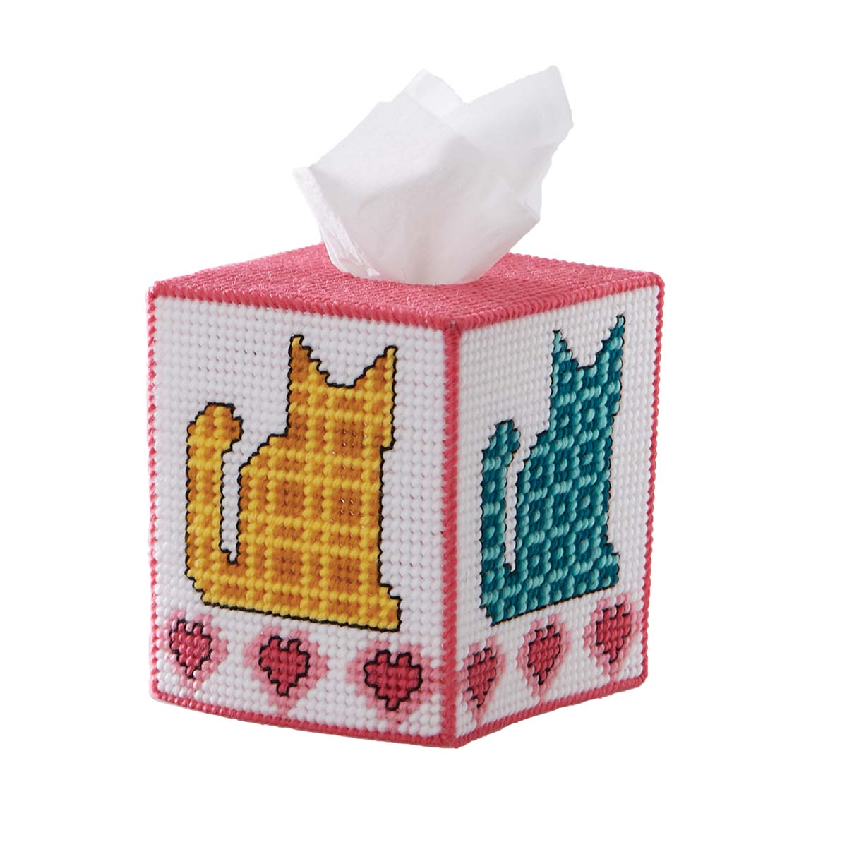 Herrschners Patchwork Kitten Tissue Box Plastic Canvas Kit | Michaels