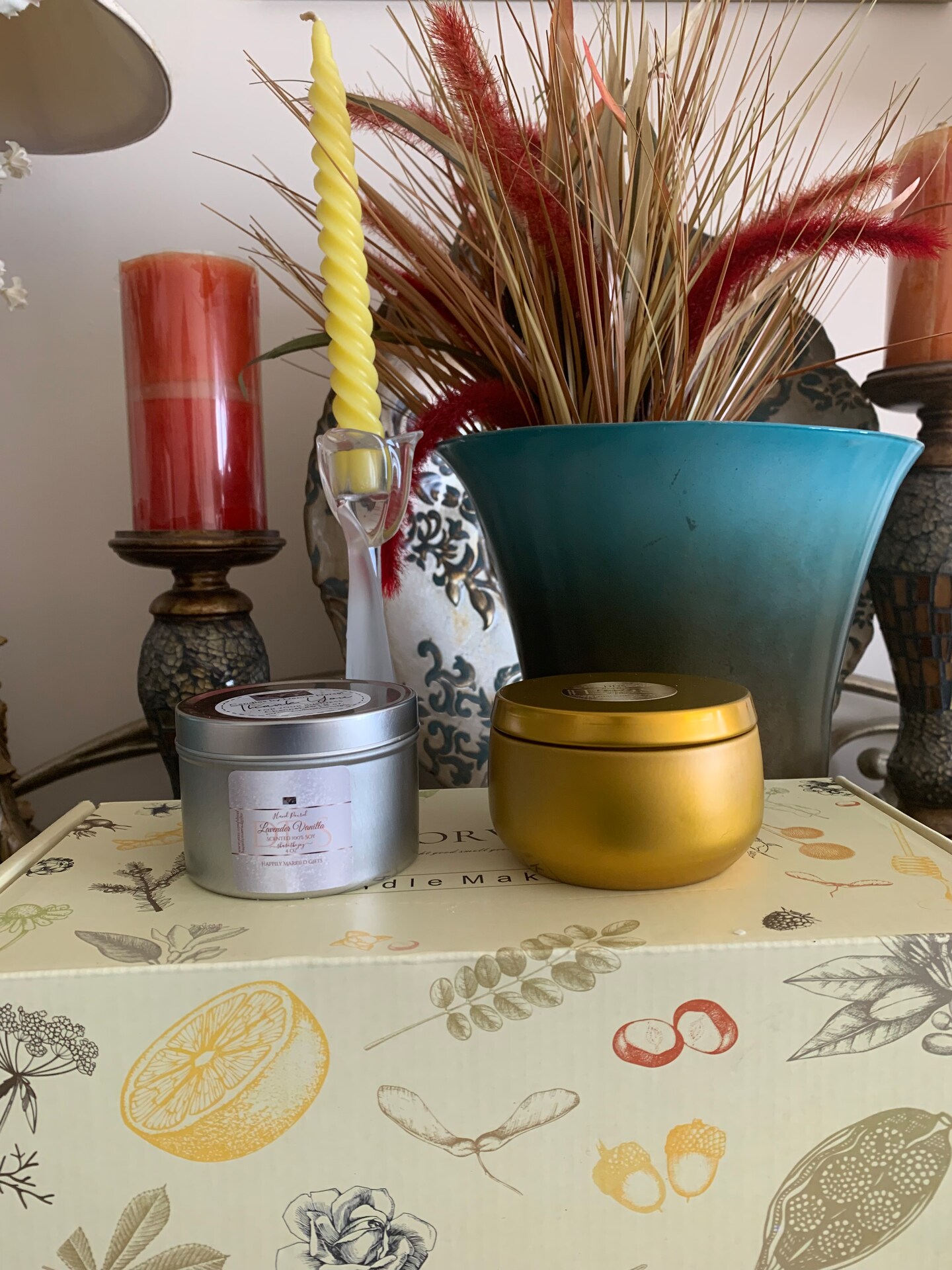 Chanel No. 5 and Chanel Bleu Scent Pure Soy Wax Candles in Gold and ...