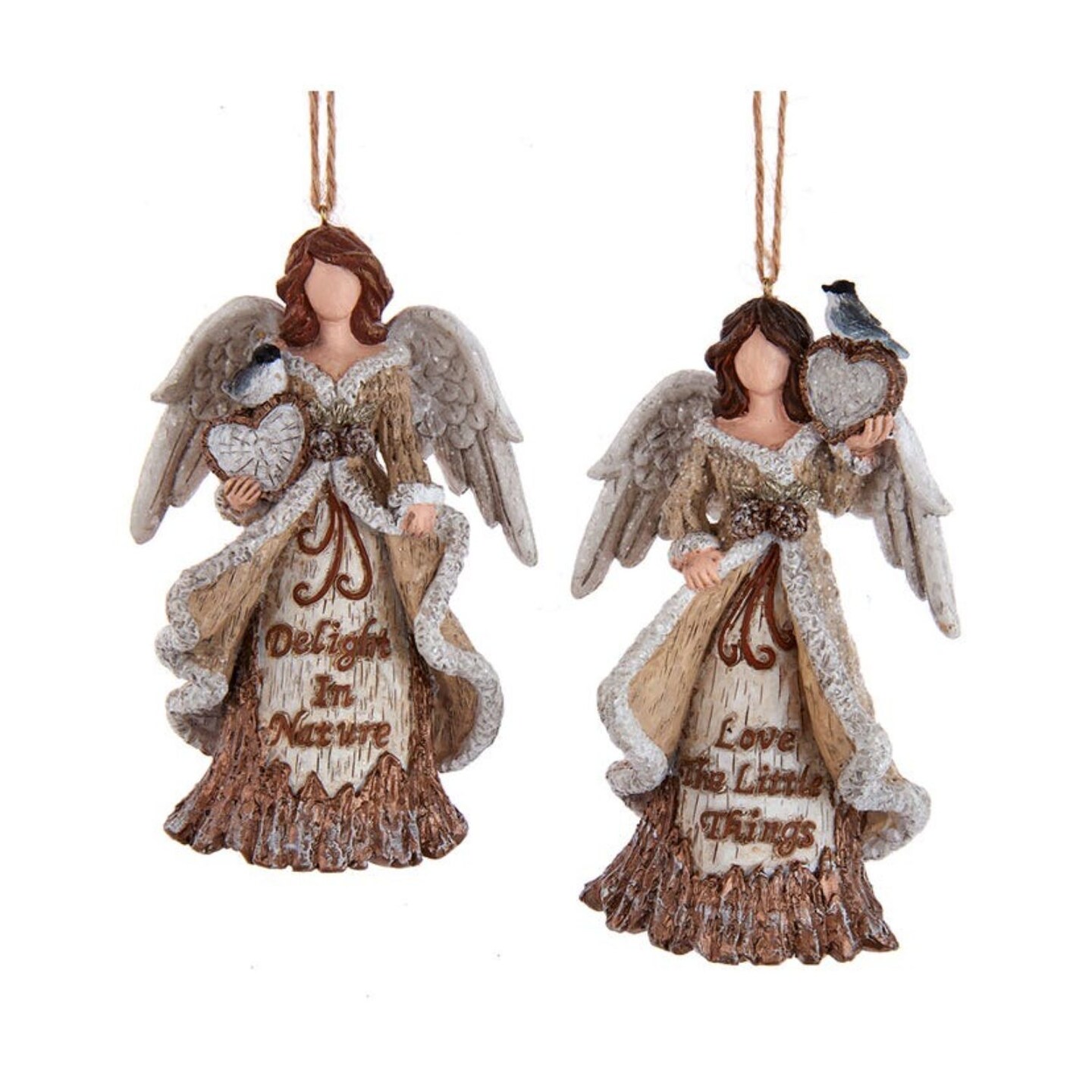 KSA Club Pack of 12 Brown and Ivory Rustic Faceless Angel Christmas ...