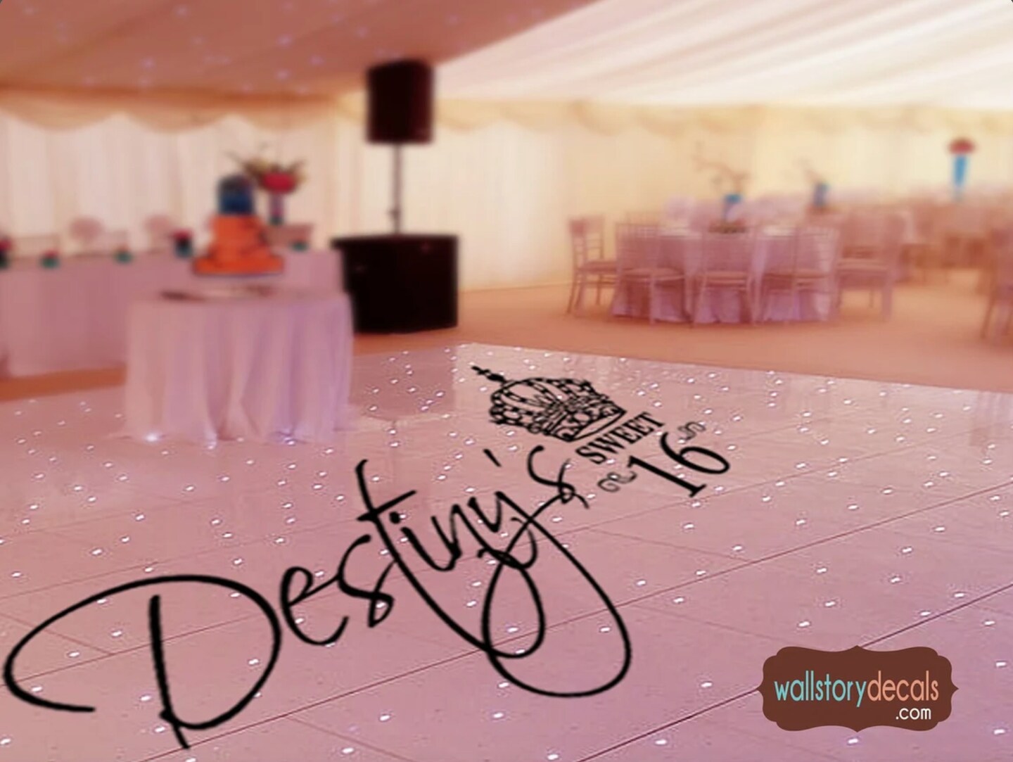 Sweet 16 Dance Floor Backdrop Balloon Sign Decal - Quinceanera ...