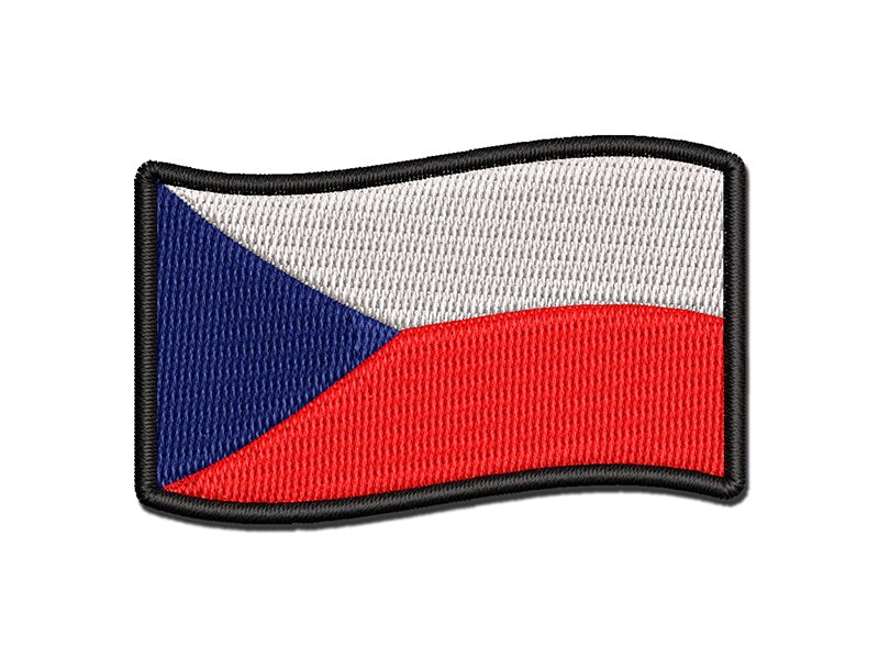 Czech Republic with Waving Flag Cute Multi-Color Embroidered Iron-On ...