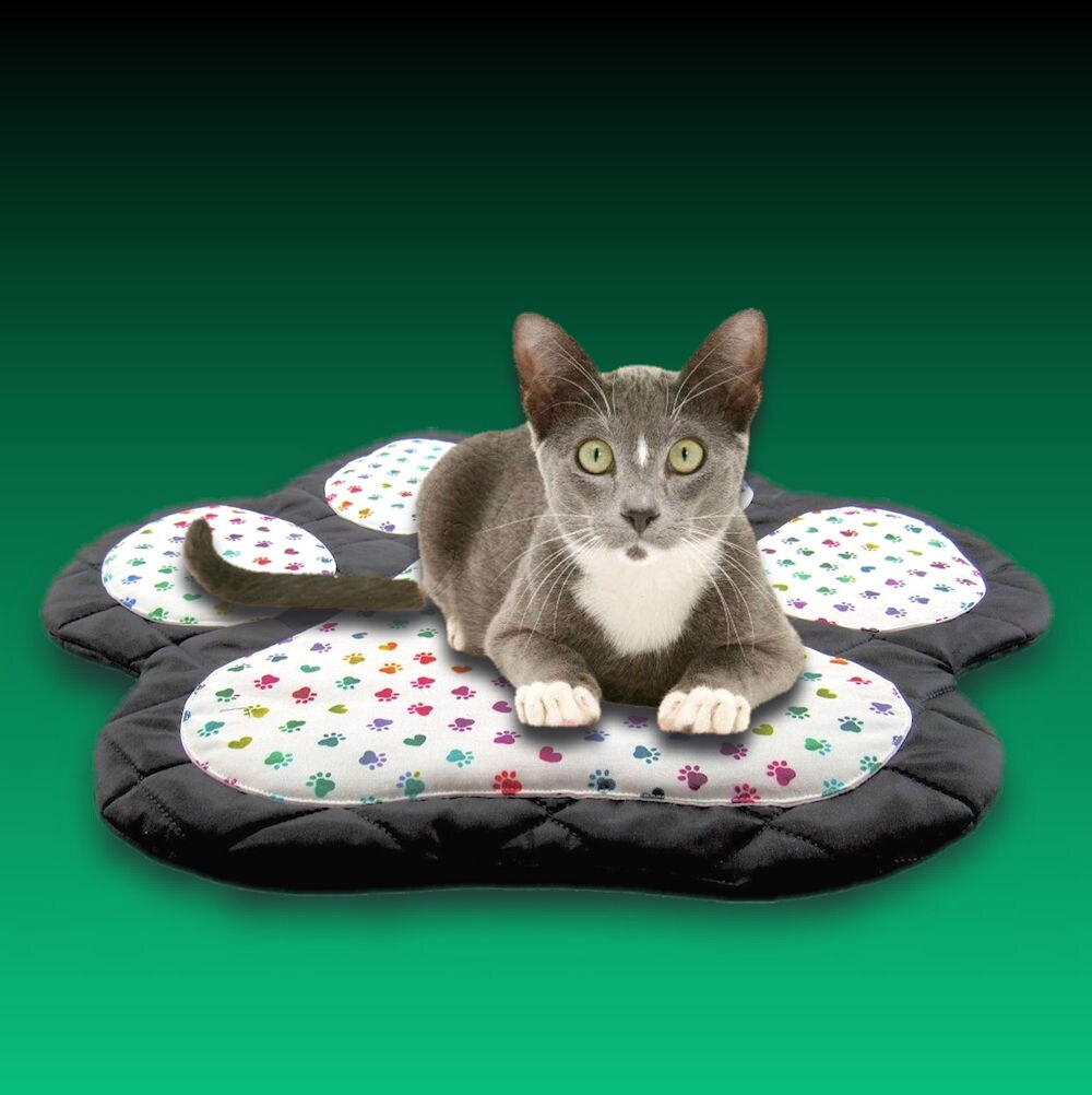 Handmade - Black Pet Mat with Multi Colored Paw Prints | MakerPlace by ...