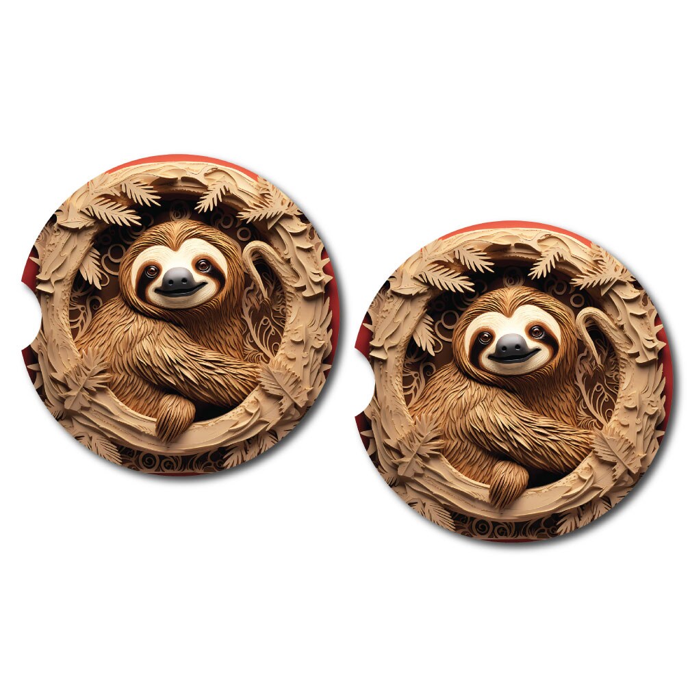 Sloth Car Cup Sandstone Coasters Set of Two | MakerPlace by Michaels