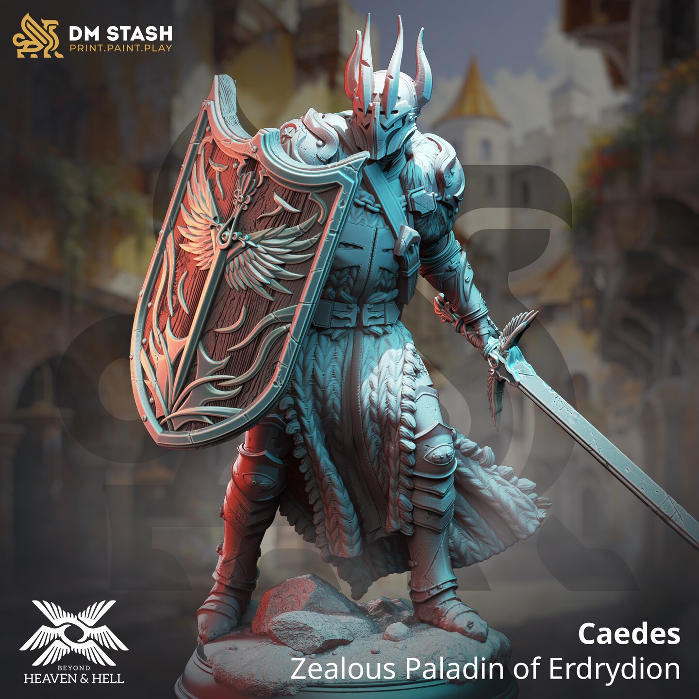 Caedes, paladin, from DM Stash's Heaven and Hell set. Total height apx ...