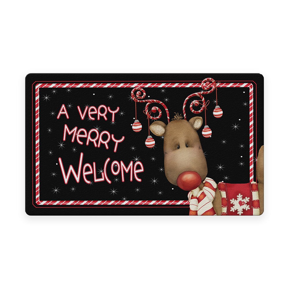 Candy Cane Reindeer Door Mat (18 x 30") | Michaels
