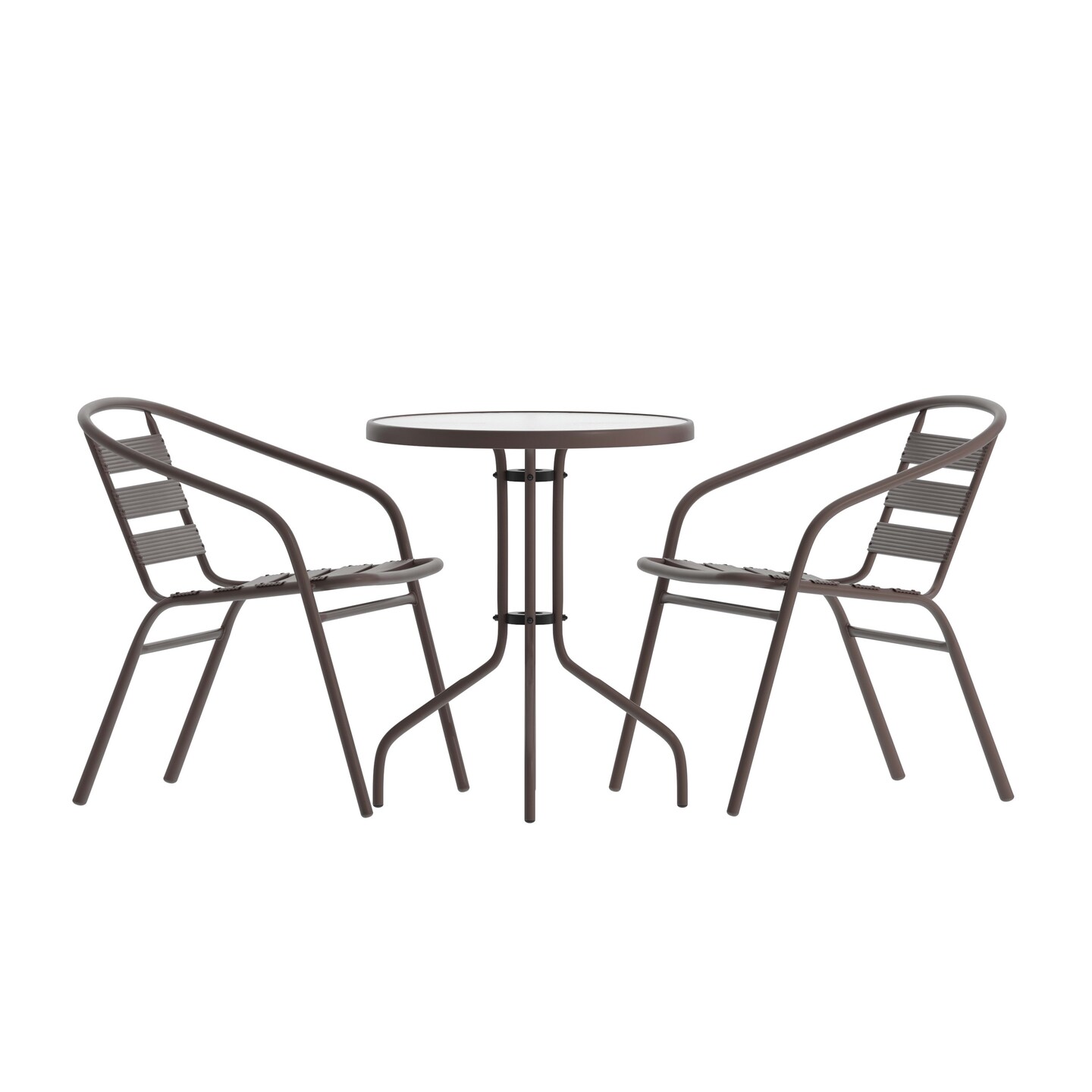 Emma and Oliver Rhea 23.75'' Round Glass Top Metal Table with 2 ...