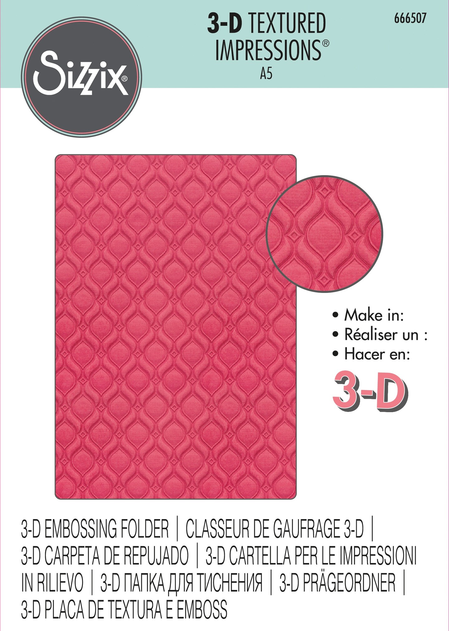 Sizzix Multi-Level Textured Impressions A5 Embossing Folder-Ornate ...