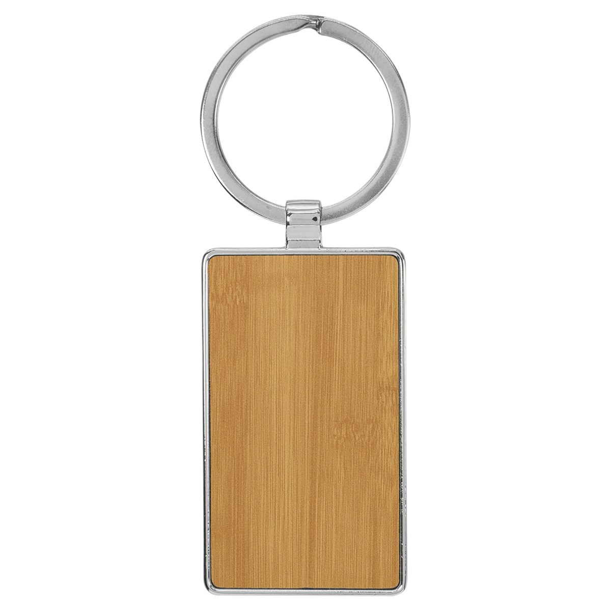 Laserable Leatherette/Metal Bamboo Keychain Rectangle, 2.75" x 1.25 ...