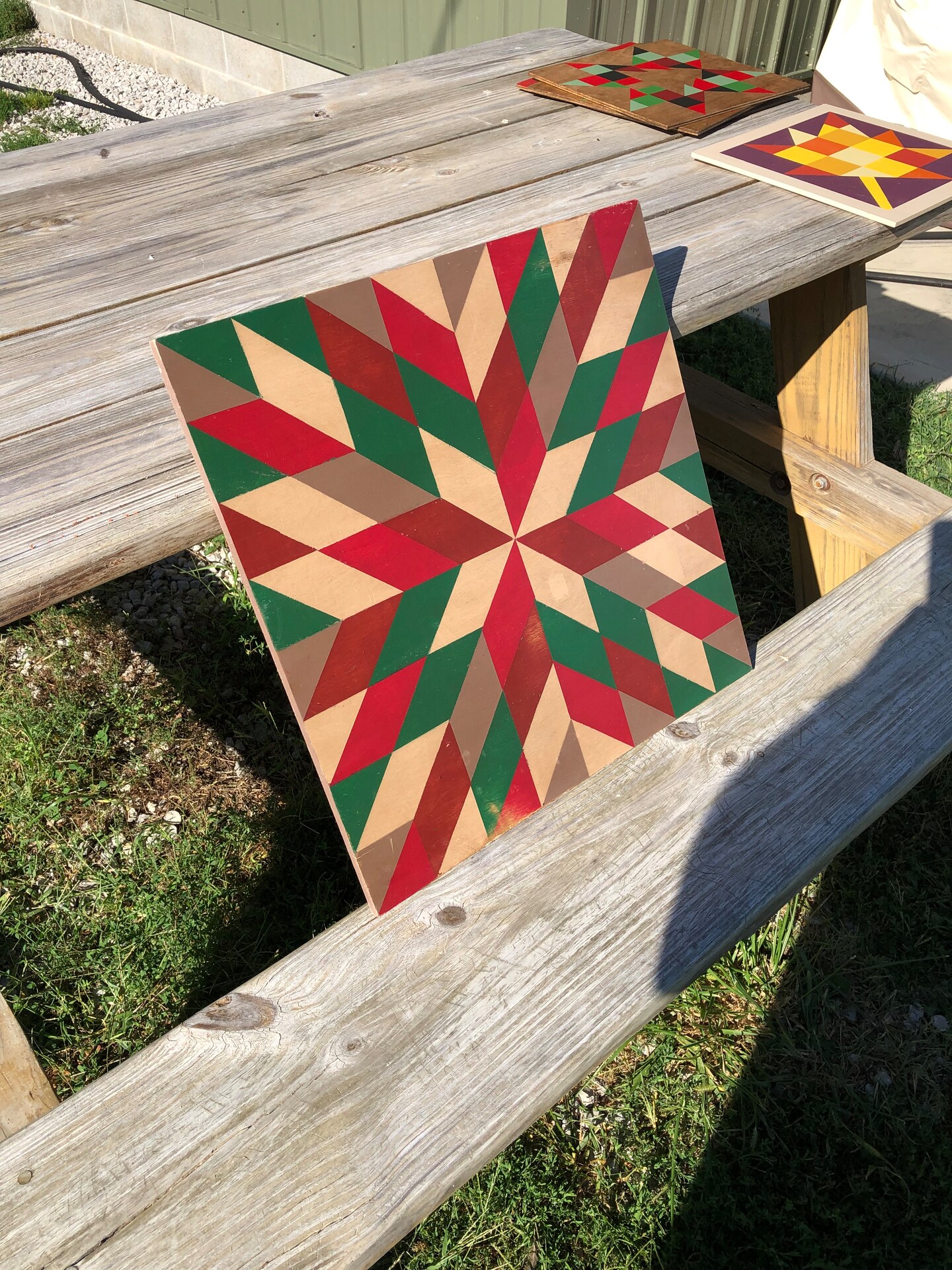 Real Wood Hand Painted Barn Quilt 20" x 20" Weathered Celestial Burst ...