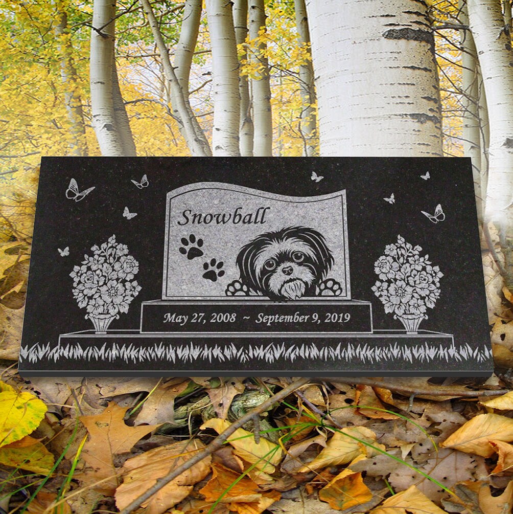 Shih Tzu Personalized Dog Memorial - Granite Stone Pet Grave Marker ...