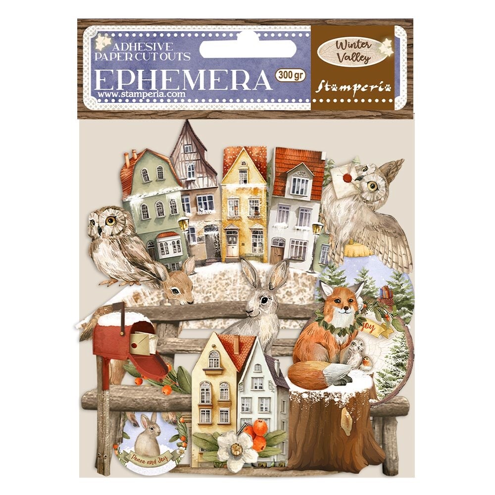 Stamperia Cardstock Ephemera Adhesive Paper Cut Outs-Winter Valley ...