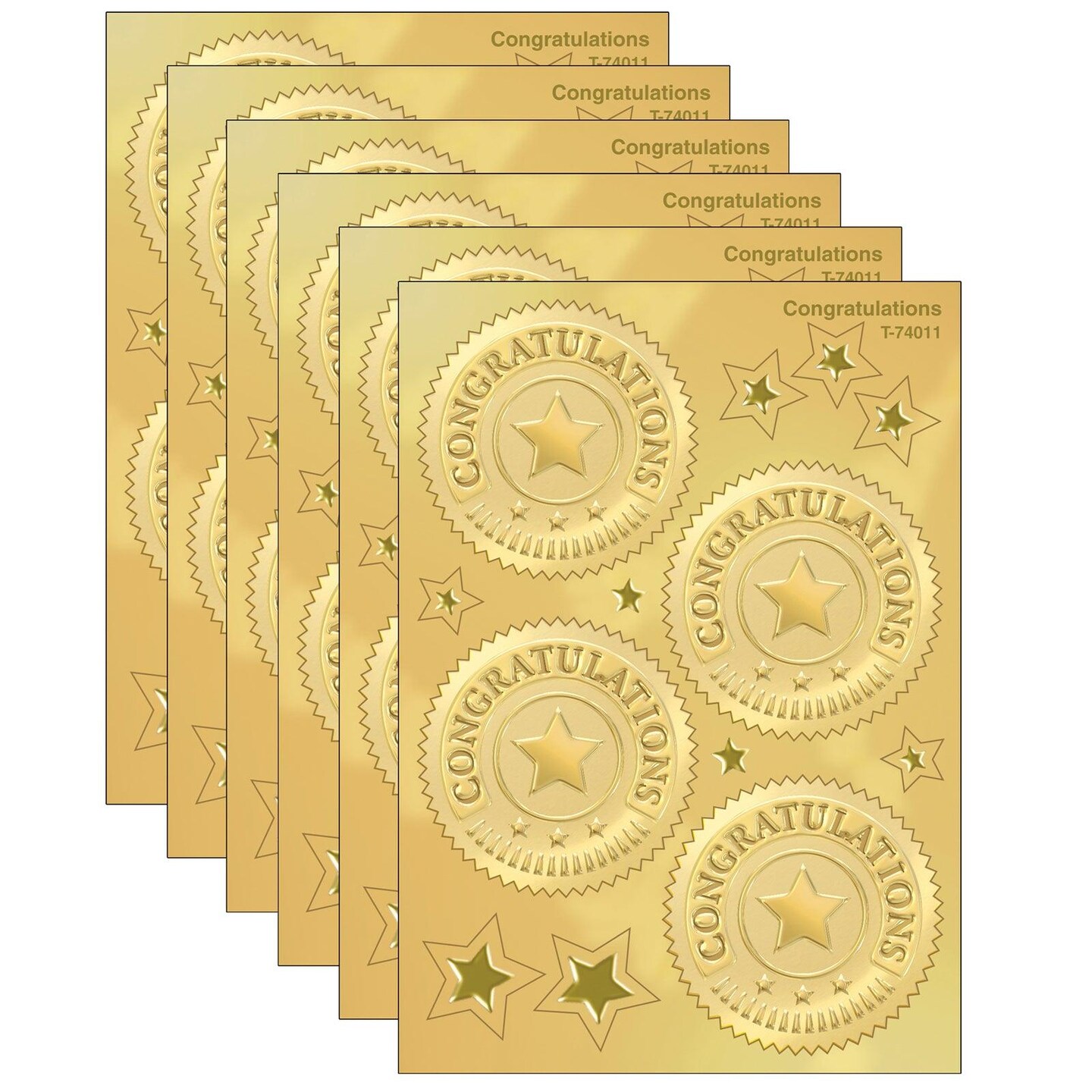 Congratulations (Gold) Award Seals Stickers, 32 Per Pack, 6 Packs ...