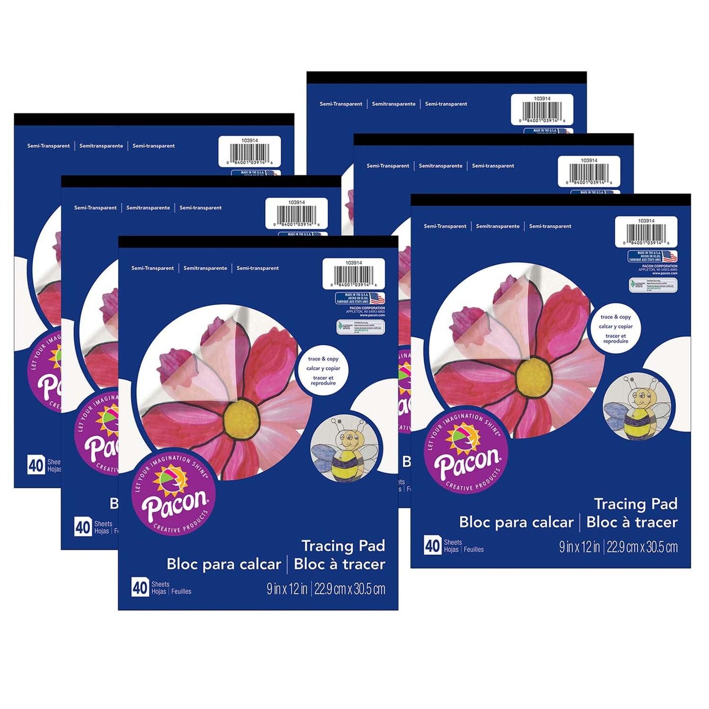Tracing Paper Pad, Translucent, 9" x 12", 40 Sheets, Pack of 6 | Michaels