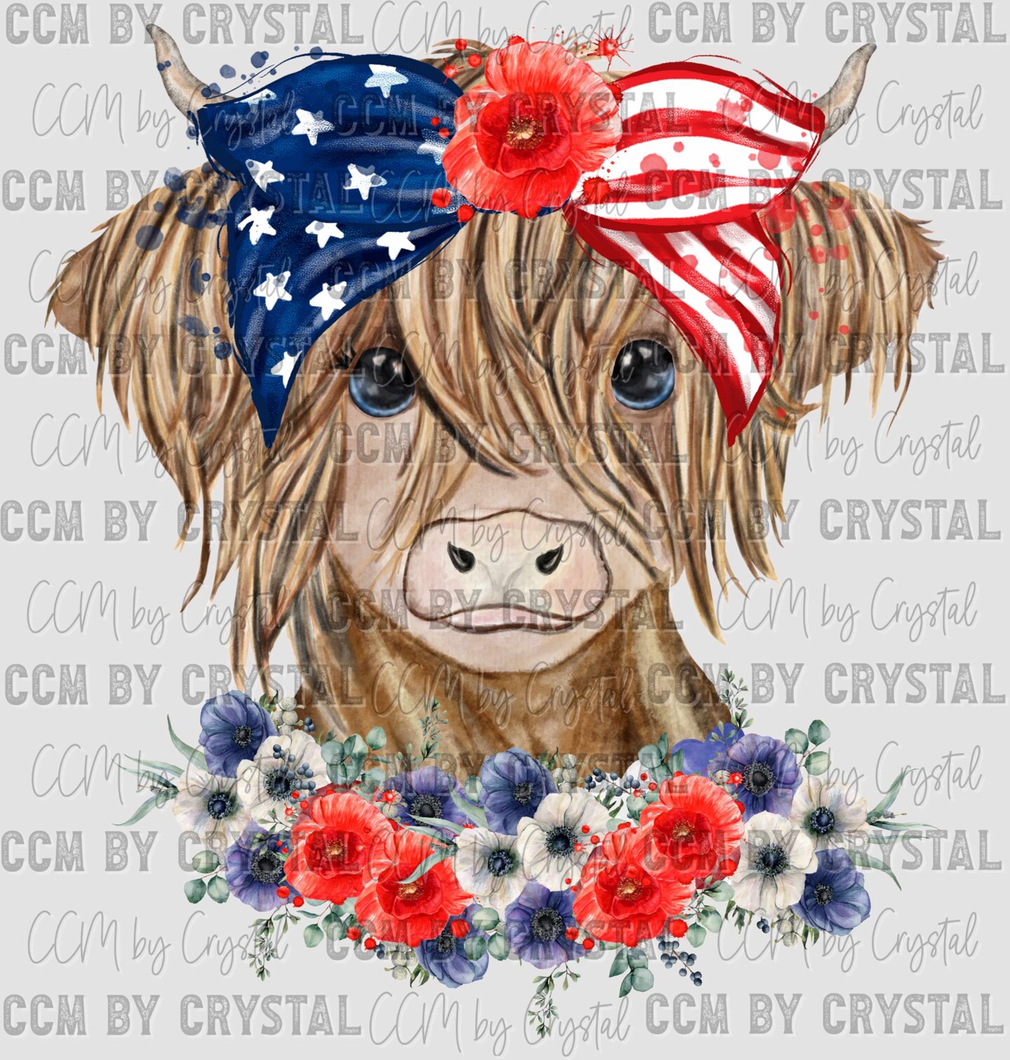 USA Highland Cow Ready to Press Transfer DTF Transfer Sublimation ...