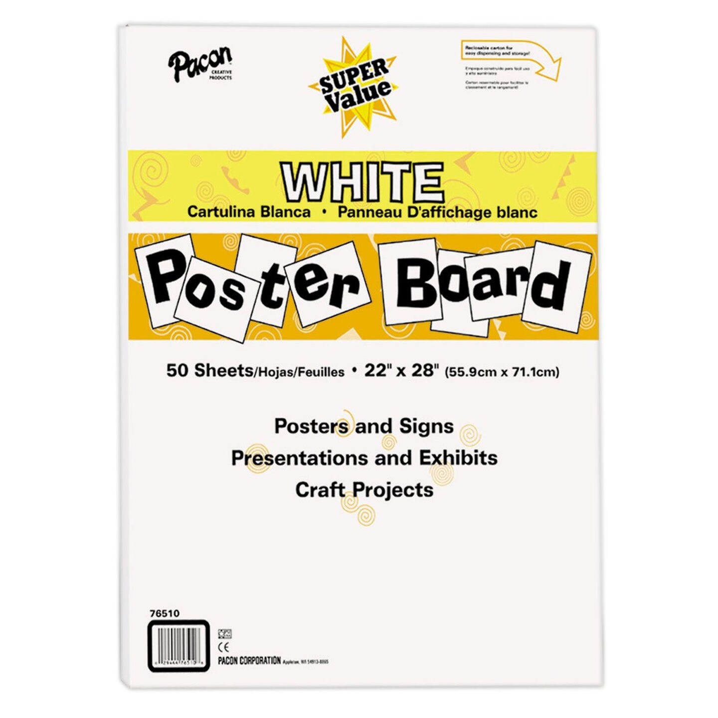Super Value Poster Board, White, 22" x 28", 50 Sheets | Michaels