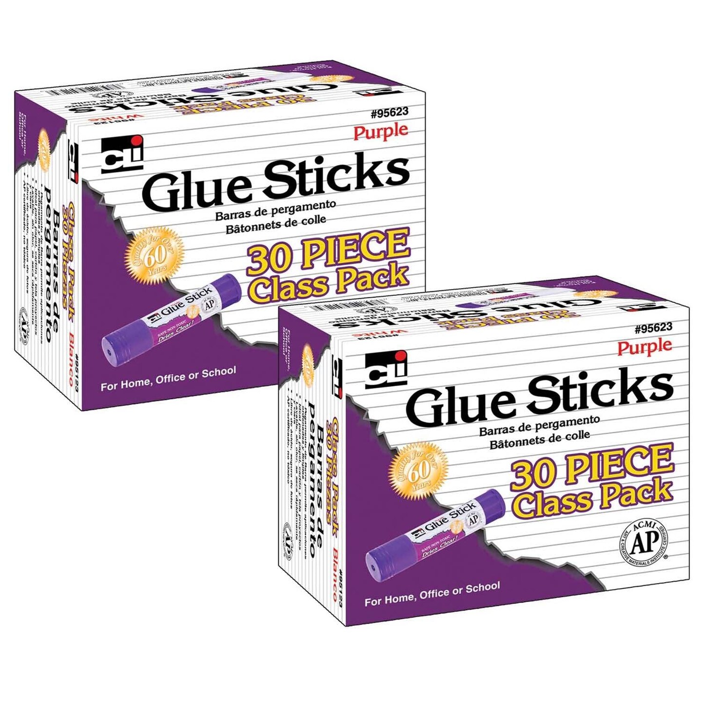 Glue Sticks - AP Certified, Class Pack, Purple, 0.28 oz., 30 Per Pack ...