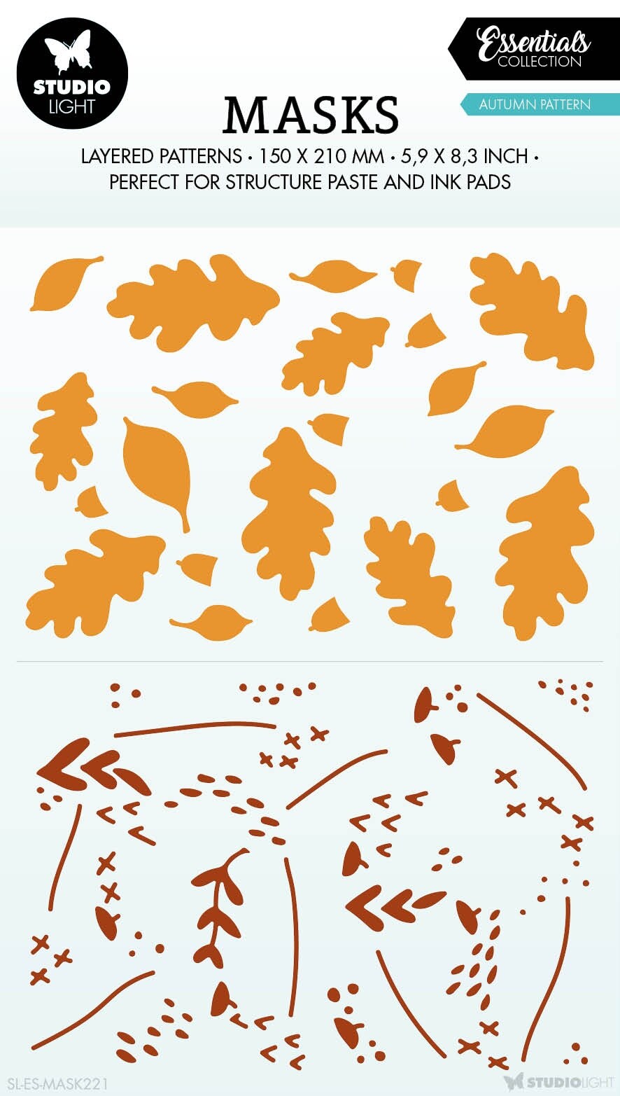 Studio Light Essentials 5.9"X8.25" Stencil-Nr. 221, Autumn Pattern ...