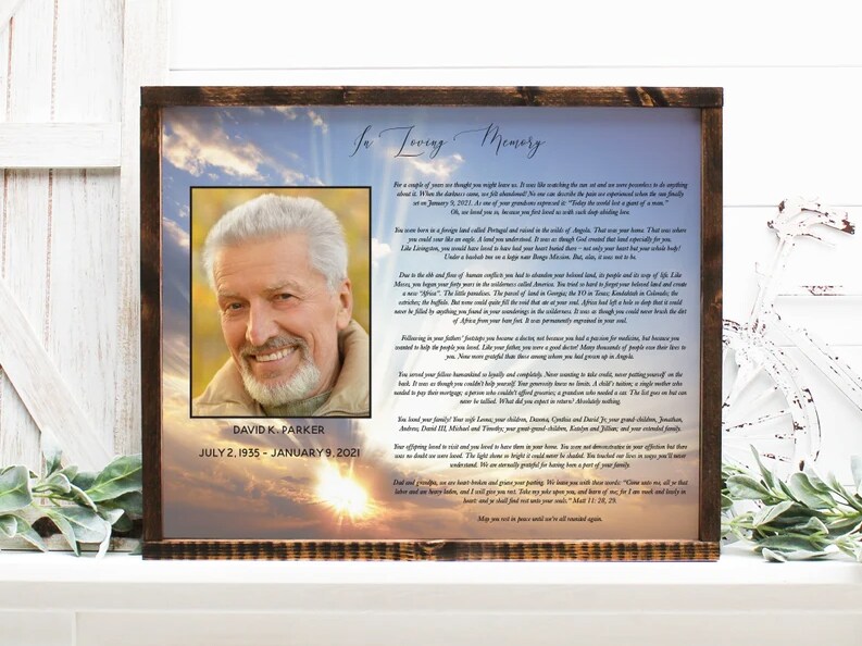 Obituary Canvas Print — Arrives Framed and Ready to Display, Memorial ...