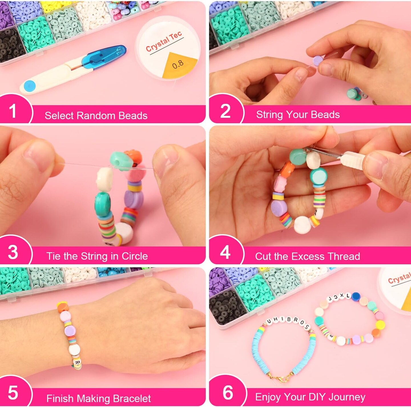 Clay Beads Bracelet Kit Gionlion 6000 Clay Beads Bracelet Making Kit ...