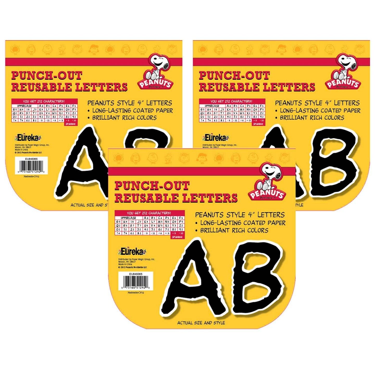 Peanuts® Black Deco 4" Letters, 212 Per Pack, 3 Packs | Michaels