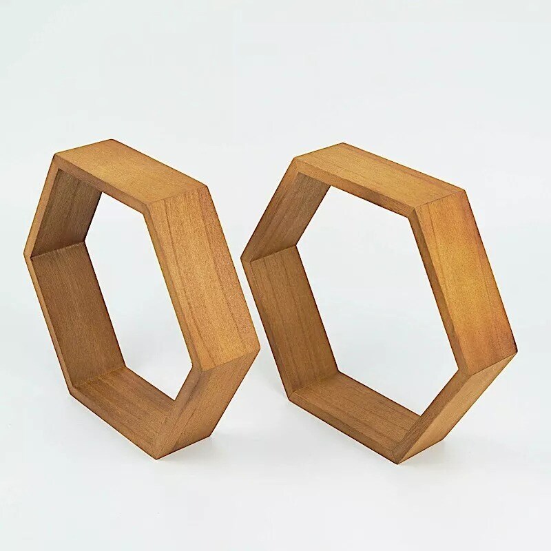 2 NATURAL 9" Hexagon Wood Geometric WALL SHELVES | Michaels