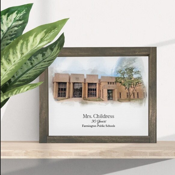 School Portrait — Watercolor Effect on Canvas with Multiple Sizes and ...