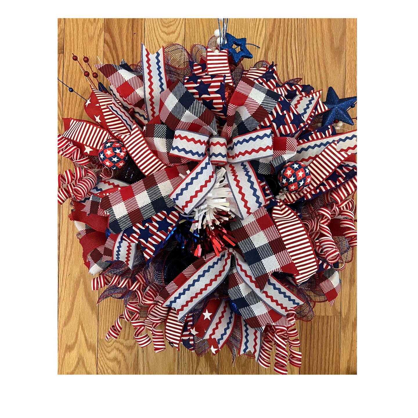 Patriotic Front Door Wreath, Trendy Handmade Patriotic Wreath, Memorial ...