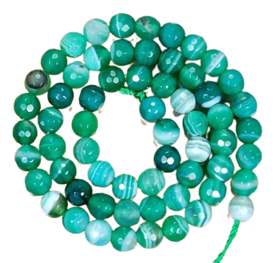 Kitcheniva Faceted Striated Agate Round Beads 15" | Michaels
