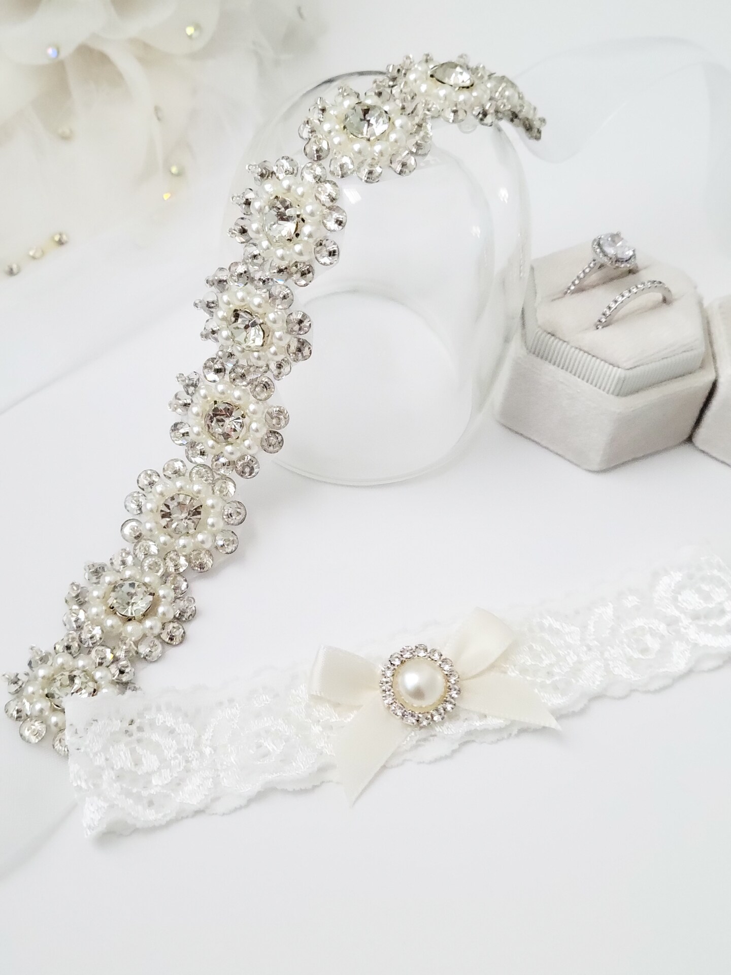 Wedding Garter for Bride. Crystal Garter. Custom Embroidered Something ...